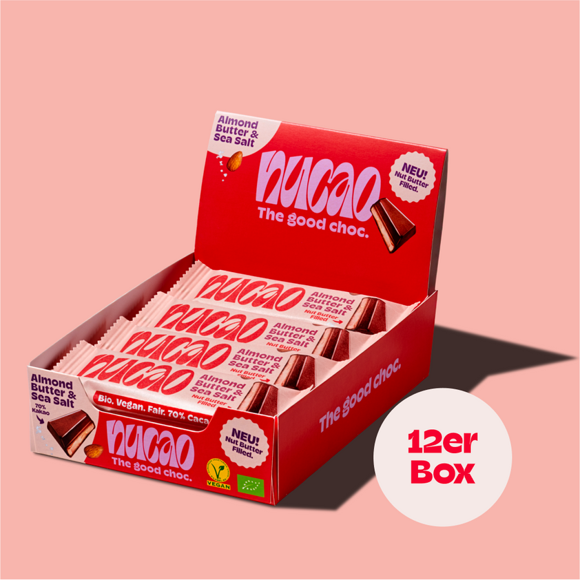 nucao Schokoriegel – Almond Butter & Sea Salt – 12er Box